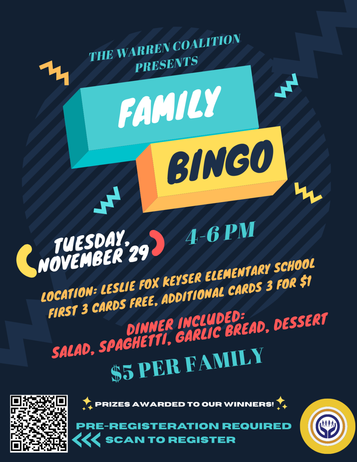 Family Bingo and Spaghetti Dinner - Warren Coalition