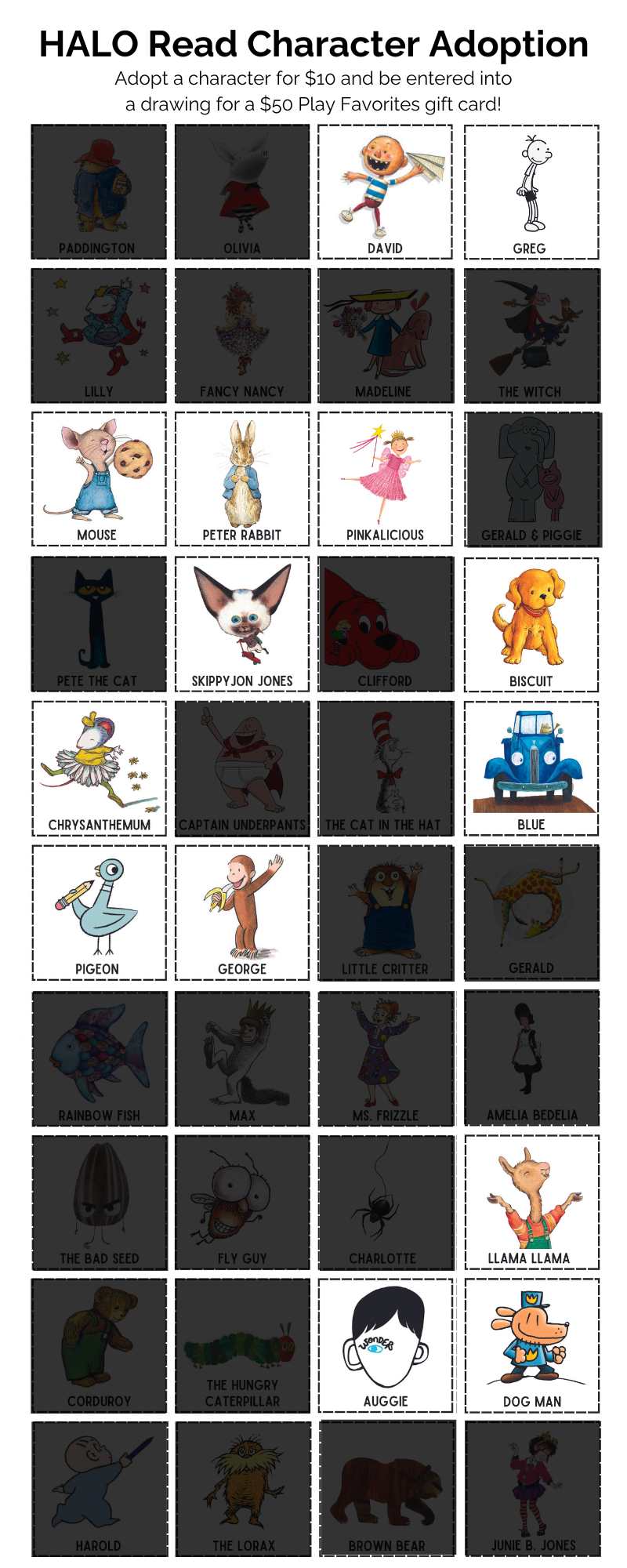 Adopt a Character to Support HALO Read! - Warren Coalition