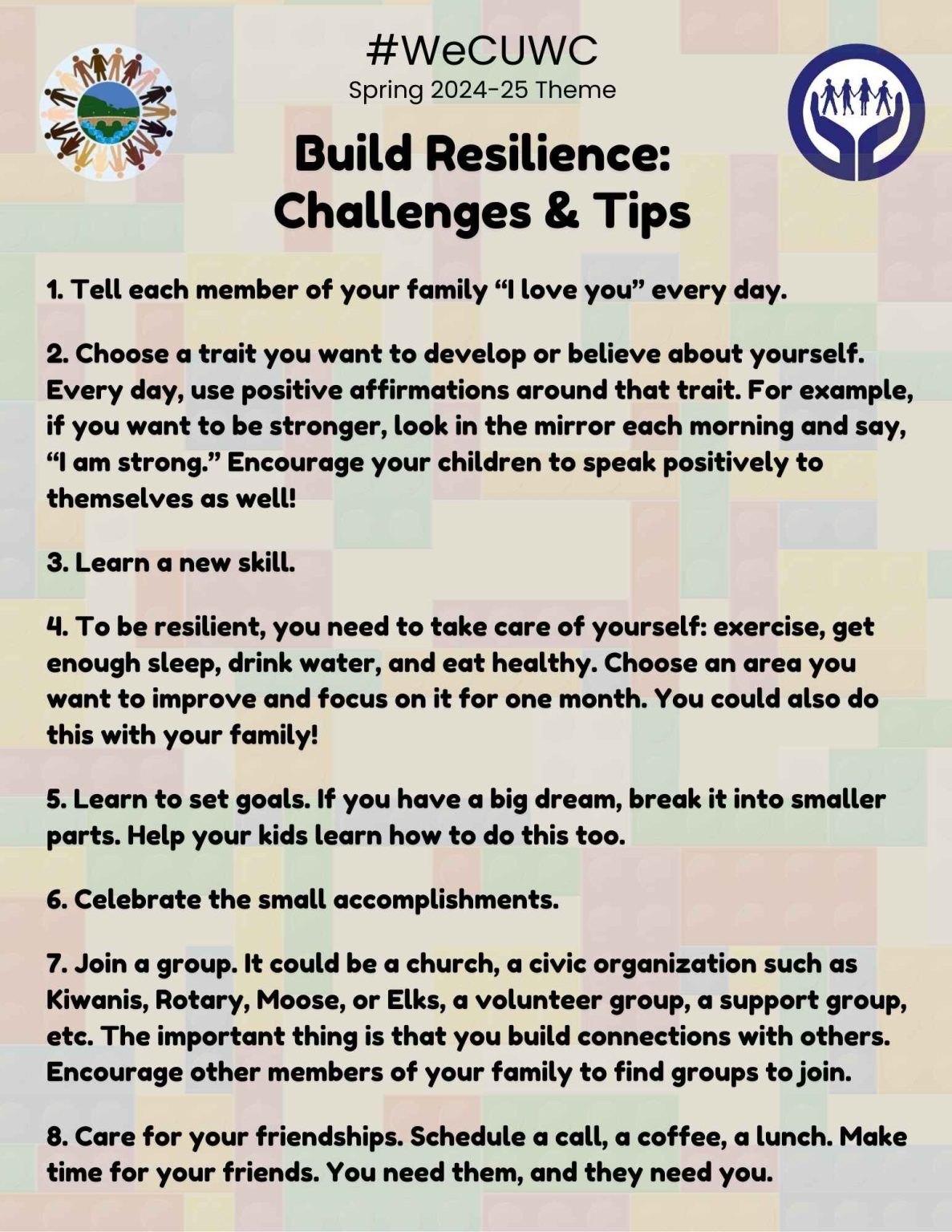 WeCUWC Spring Theme: Build Resilience - Warren Coalition